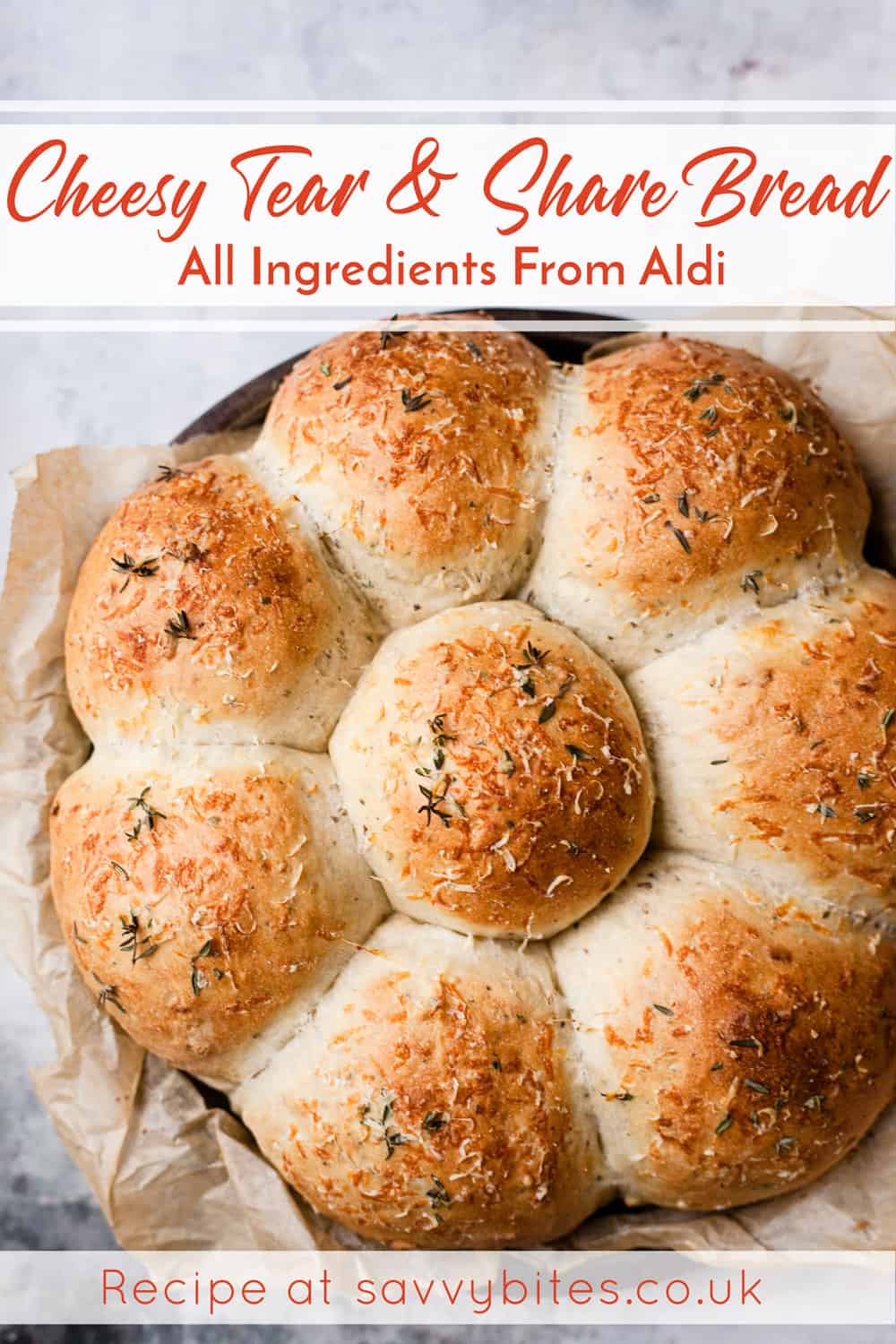 Easy Cheesy Tear And Share Bread Recipe (Aldi Ingredients) - Savvy Bites