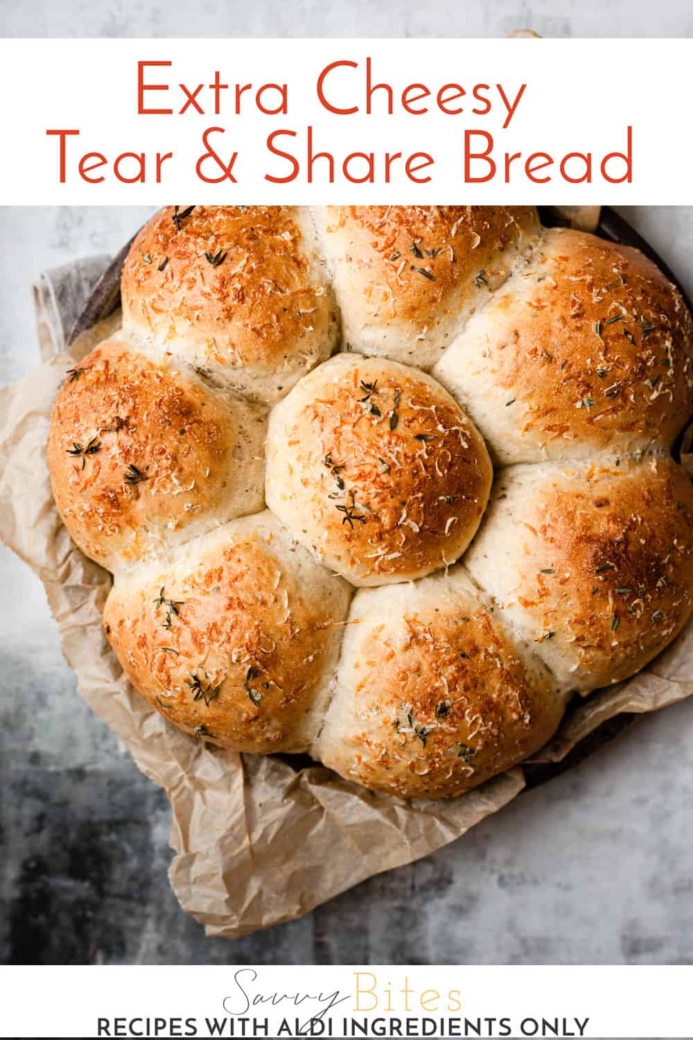 Easy Cheesy Tear And Share Bread Recipe (Aldi Ingredients) - Savvy Bites