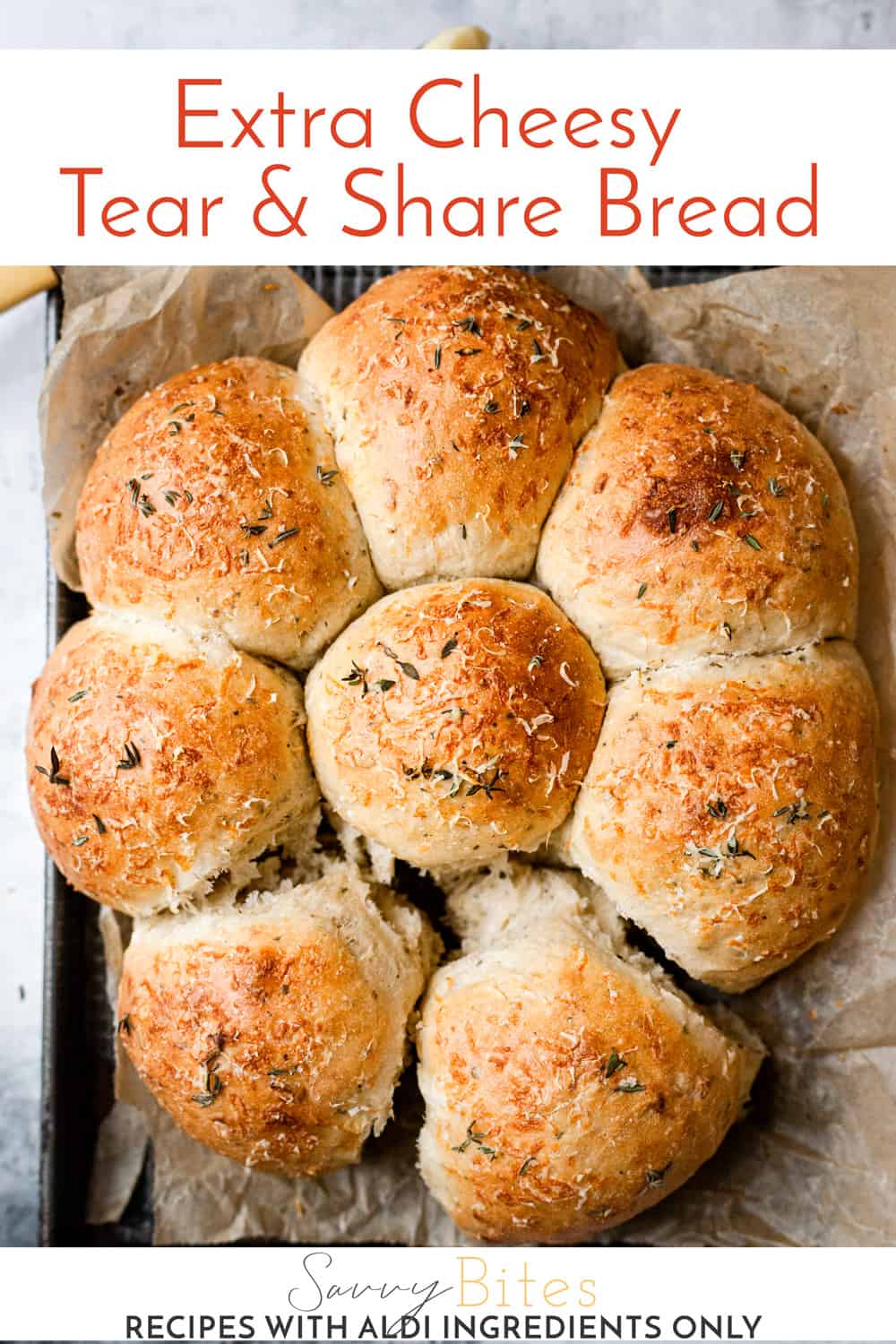 Easy Cheesy Tear And Share Bread Recipe (Aldi Ingredients) - Savvy Bites