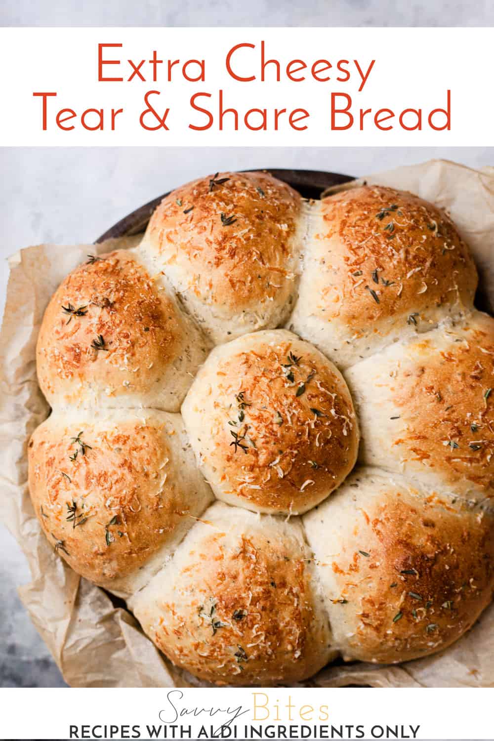Easy Cheesy Tear And Share Bread Recipe (Aldi Ingredients) - Savvy Bites