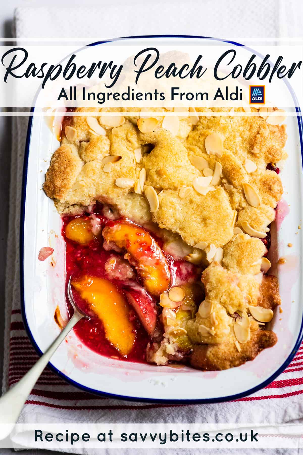 Simple Peach Raspberry Cobbler (Aldi Ingredients only) - Savvy Bites