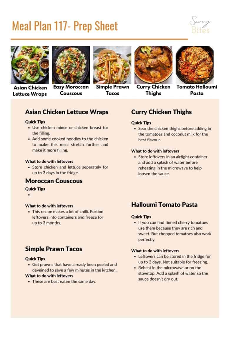 Weekly Budget Meal Plan 117 - Savvy Bites